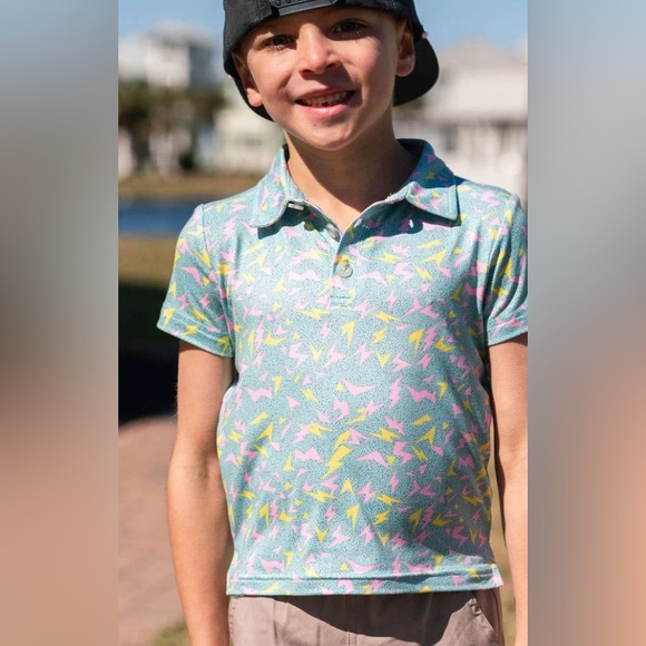 BURLEBO | Shirts & Tops | Burlebokids Colorful Lightning Bolt Polo ...